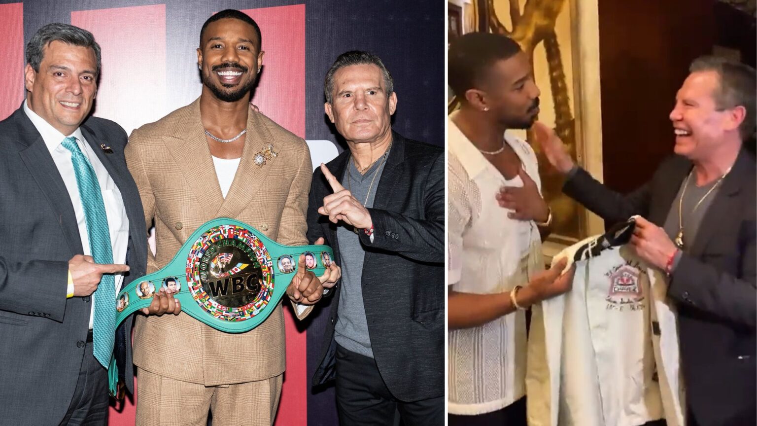 Michael B. Jordan se emociona al recibir regalo de Julio César Chávez